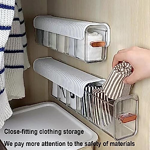 JCAKES Underwear Drawer Organizer Panty Organizer Sock Organizer Multifunctional Wall-Mounted Transparent Underwear,Underwear Storage Box,Socks Storage Box,6-Grid Underwear Storage Box,for Underwear