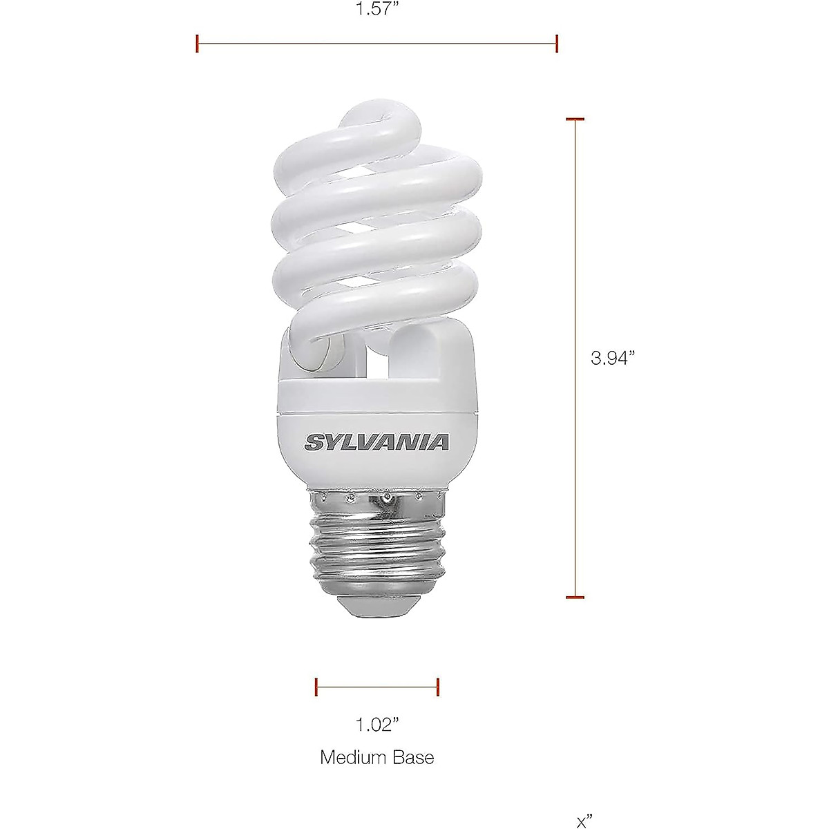 LEDVANCE (12 Bulbs) Sylvania CFL T2 Twist Light Bulb, 2700K Soft White, 60 watt Equivalent, Efficient 13 watts, 850 Lumens, Medium Base - 12 Pack Compact Fluorescent