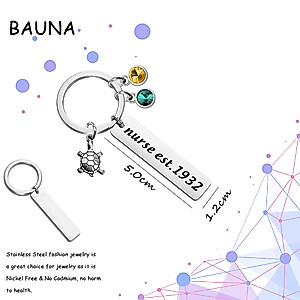 BAUNA Greek Sorority Gifts Chi ETA Phi Sorority Jewelry Chi ETA Phi Registered Nurse Keychain with Turtle Charm (Chi ETA Phi Sorority Jewelry)
