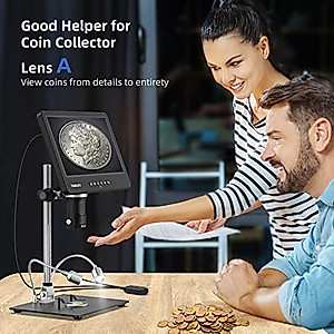 TOMLOV DM601 HDMI Digital Microscope for Adults, 3 Lens Soldering Microscope, Coin Microscope Full View, Upgraded 7" IPS Premium Screen, 2K Video Microscope Camera, Biological Microscope Kit, 64GB SD