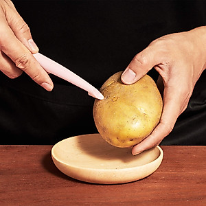 2 pcs Kitchen Knife Set 3.5” Paring Knife with Sheath + Peeler Non Stick stainless steel blade Pink Combo (2 Pink Knives)