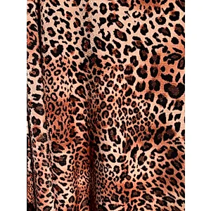 Dana Black Brown Rust Leopard Pattern Polyester Stretch Velvet Fabric for Bows, Top Knots, Head Wraps, Scrunchies, Clothes, Costumes, Crafts