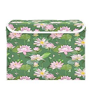 Easter Eggs with Daisies Storage Basket 16.5x12.6x11.8 In Collapsible Fabric Storage Cubes Organizer Large Storage Bin with Lids and Handles for Shelves Bedroom Closet Office
