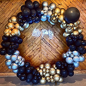 111PCS Black Gold and Silver Balloon Garland Arch Kit Metallic Black Metallic Gold Chrome Silver Latex Balloons Set for Birthday Graduation Bachelorette Wedding New Year Party Decoration