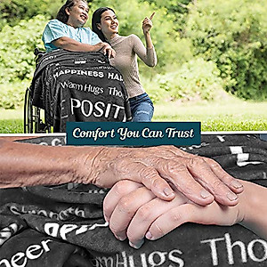 PAVILIA Healing Blanket, Get Well Soon Gift Blanket for Women, Men | Warm Hugs Inspirational Gift, Soft Fleece Throw with Positive Energy, Comfort, Love for Recovery (50x60, Grey Charcoal)