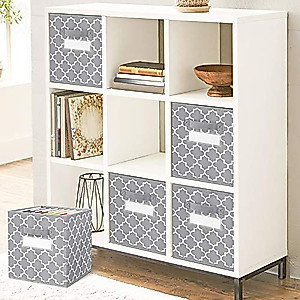 FabTotes Storage Bins 6 Pack Collapsible Storage Cubes, 11"x10.5"x10.5" Large Toy Book Organizer Boxes with Handles and Label Card & Label Holder, Baskets for Organizing Closet Shelves