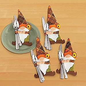Fall Gnome Silverware Holder 8-Piece Set 4.8 X 5.2 0.2 Multi Color