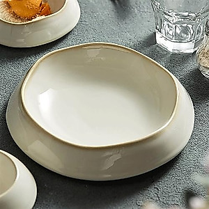Stackable Dinner Plates Ceramic Serving Plate Home Pasta Plate Dessert Plate Snack Bowl Cake Bowl Salad Bowl Appetizer Plate Kitchenware Pizza Pasta Plate Dessert Plate (Size : 4inch)