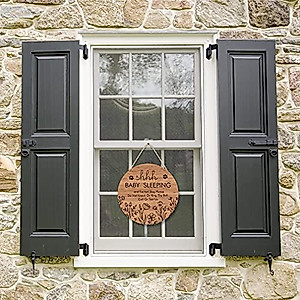 TOARTi Funny Baby Sleeping Hanging Sign Plaque, Do Not Knock Or Ring The Bell, Round Wooden Door Hanger for Baby Room, Nursery, Front Door, Door Knob Decor (12x12inch)