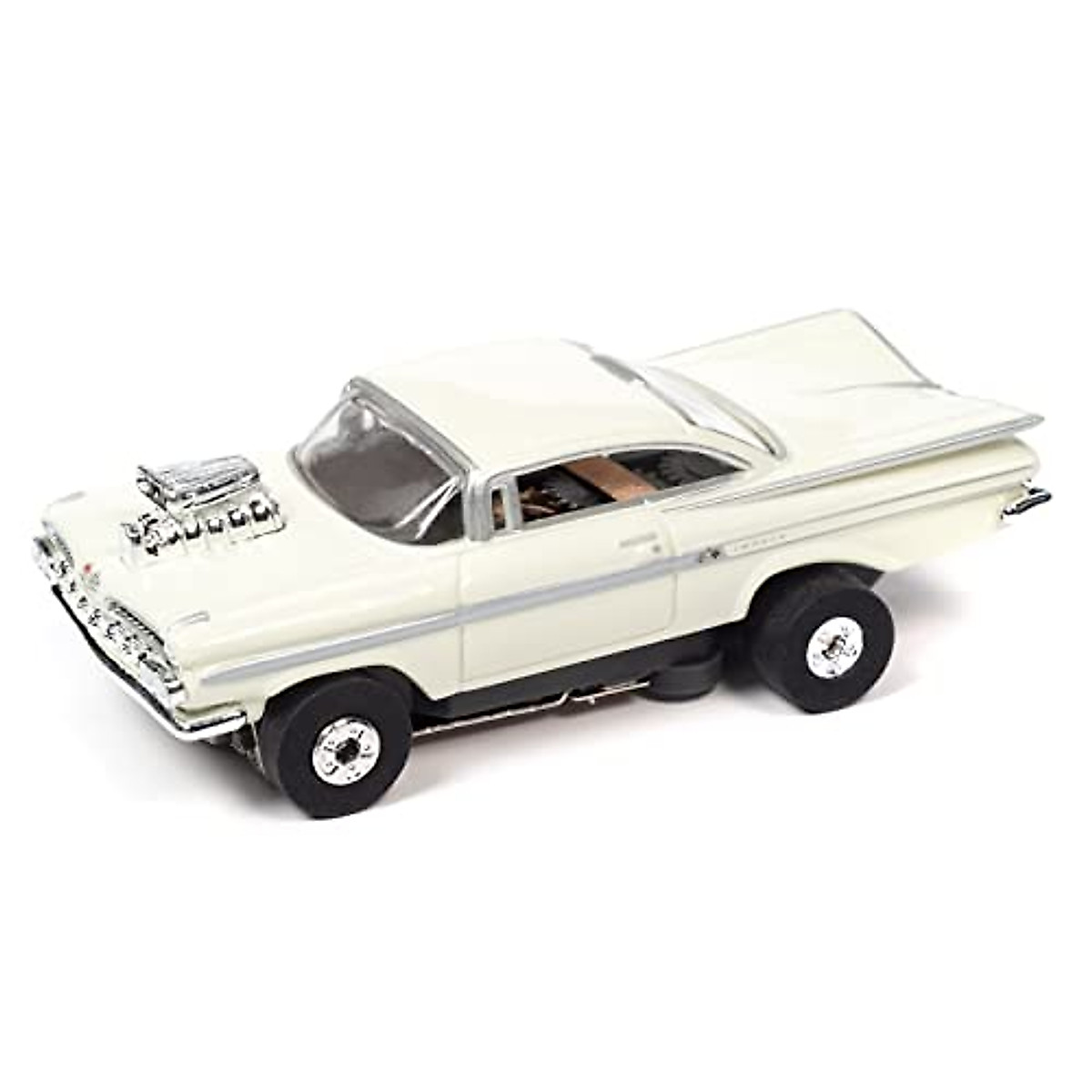 Auto World Thunderjet 1959 Chevrolet Impala Street Rod w/Blower (White) HO Scale Slot Car