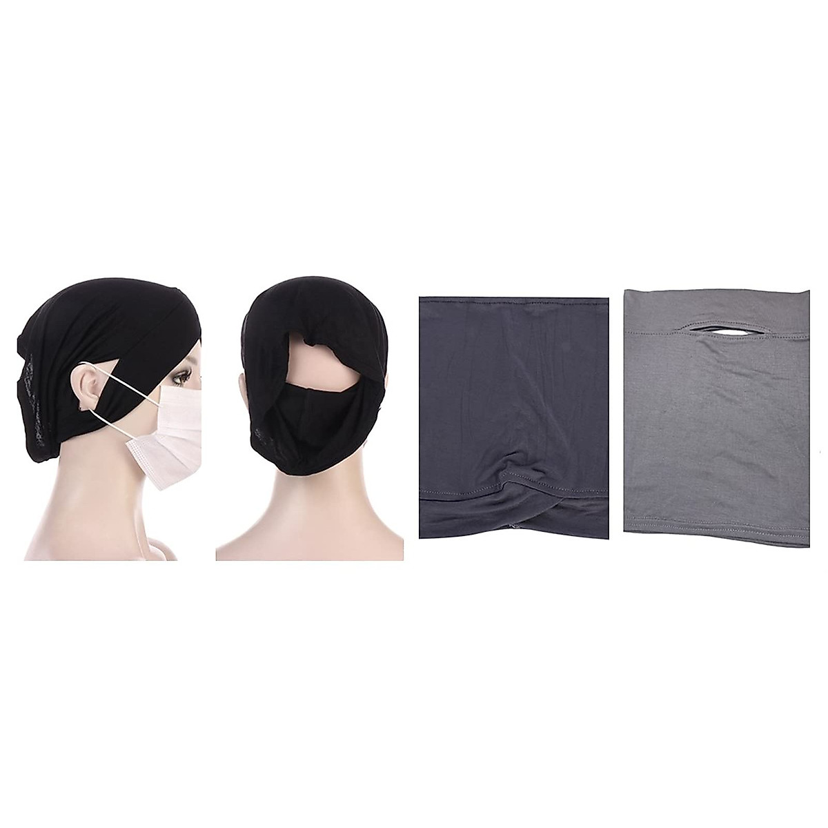 4 Pieces Muslim Under Scarf with Ear Hole Stretch Jersey Inner Hijabs Tube Caps for Islamic Women Turban Bonnet…