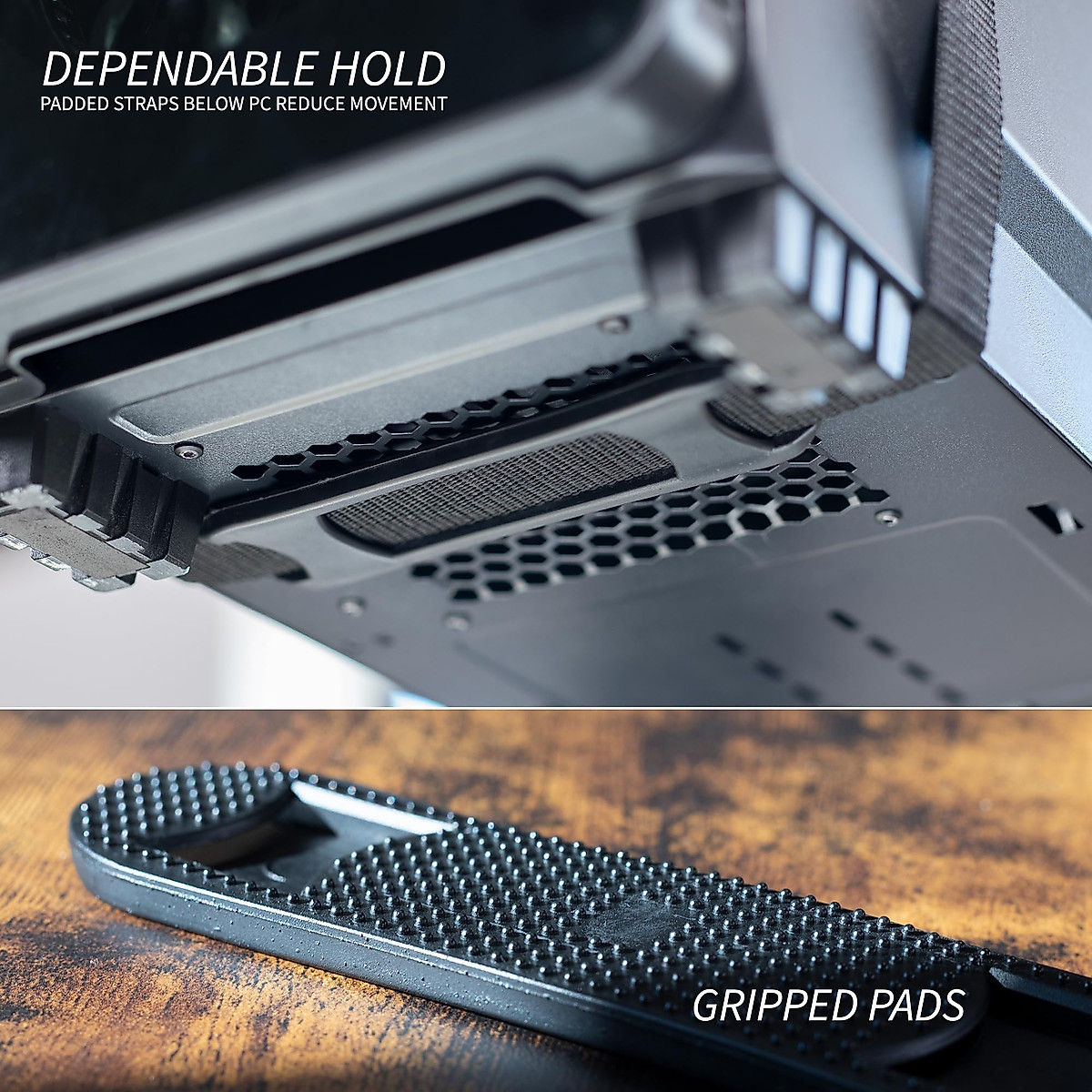 VIVO Under-Desk and Wall Mount PC Adjustable Strap and Steel Bracket Holder, Computer Case Carrier, Black, MOUNT-PC02S