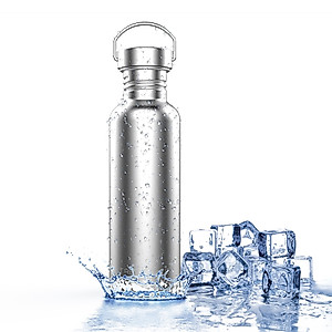 TRIPLE TREE 34 OZ Uninsulated Single Walled Stainless Steel Sports Water Bottle 18/8 Food Grade for Cyclists, Runners, Hikers, Beach Goers, Picnics, Camping - BPA Free