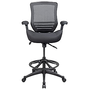 BOLISS Ergonomic Drafting Chair Office Chair with Height-Adjustable Foot Ring and Adjustable Armrest 400lbs-BLACK