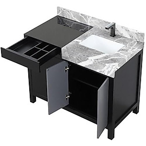 Lexora Home Zilara 42" Single Marble Top Bathroom Vanity with Gun Metal Faucet