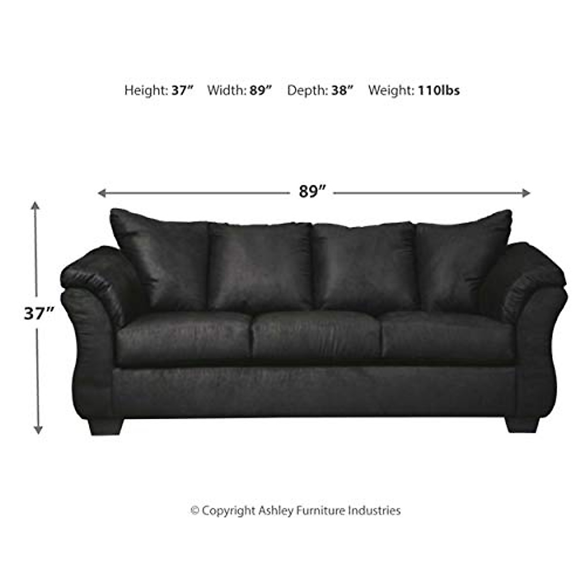 Signature Design by Ashley Darcy Classic Contemporary Sofa, Black