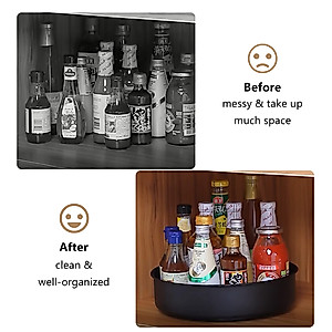 Large Lazy Susan Turntable Organizer 12-Inch, Rotating Spice Rack for Kitchen Cabinet Table Countertop Refrigerator Pantry, Steel (Black)