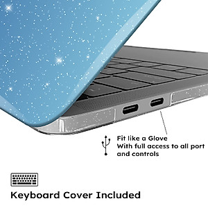 iCasso for MacBook Air 13 Inch Case 2022 2021 2020 2019 2018 M1/A2337/A2179/A1932, Glitter Hard Shell Case for Macbook air 13'' + Keyboard Cover + Screen Protector- Glitter Blue Gradient