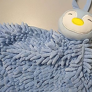 WINGOFFLY 3pcs Absorbent Hand Towel Set Chenille Microfiber Soft Kitcken Wash Towel with Rope Hanging, Pig + Owl + Penguin