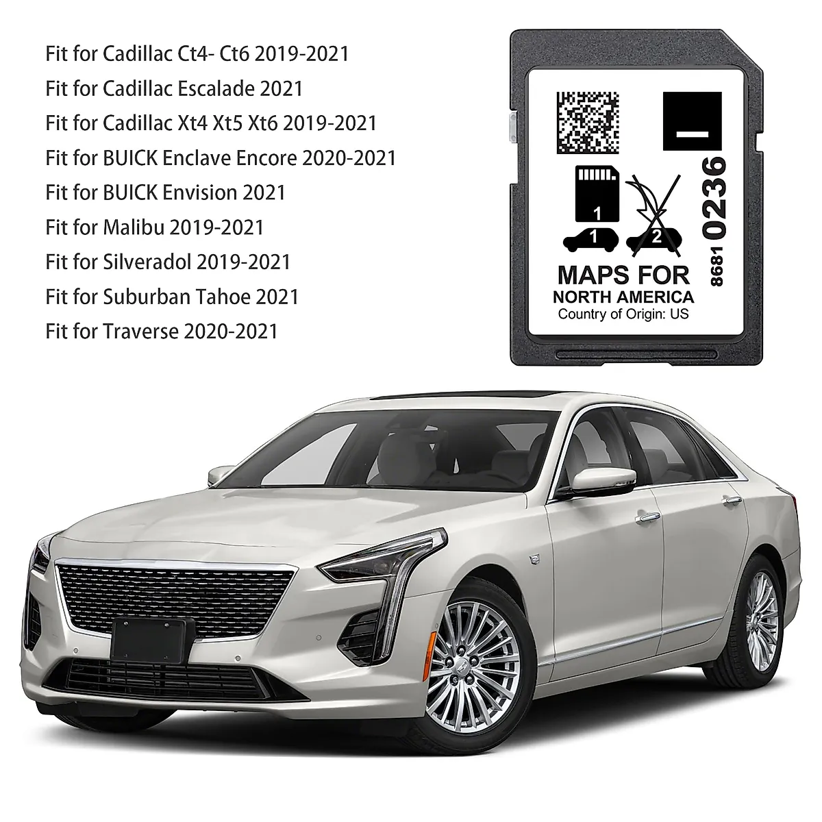 Latest 86810236 SD Card Map Compatible with Cadillac Ct5 Ct6 Buick Enclave Encore 2019-2021 USA map