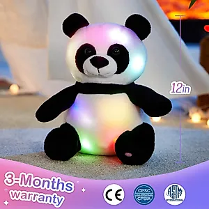 WEWILL Light up Panda Stuffed Animal LED Panda Bear Soft Plush Toys Glow in Dark Bedtime Companion with Night Lights Birthday Valentines Christmas for Toddler Kids, 12''
