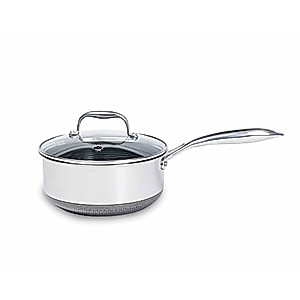 HexClad Hybrid Nonstick 2-Quart Saucepan with Tempered Glass Lid, Stay-Cool Handle, Dishwasher Safe, Induction Ready, Compatible with All Cooktops