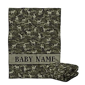 Hunting Baby Blankets, Baby Deer Blanket, Camo Baby Blanket, Personalized Baby Blankets for Boys, Camouflage Baby Blanket, Hunting Deer Baby Blanket Name, Custom Baby Blankets Name, Plush Blankets