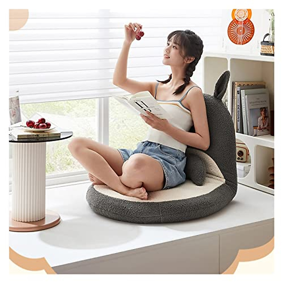 Lazy Sofa Bedroom Lazy Sofa Reclining Bed Back Chair Single Sofa Soft and Comfortable Single Cushion Balcony Single Sofa Sofa Chair (Color : Oak, Size : Large)