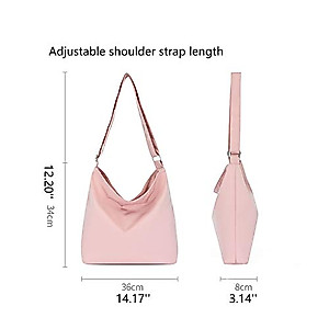 Mfeo Women's Retro Large Size Nylon Shoulder Bag Crossbody Handbag Casual Tote (Black)