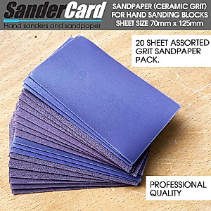 20 Sanding Paper Sheets for Hand Sanding Blocks, 125mm x 70mm (4.9'' x 2.8''), Loop Backed, Sandpaper for Wood, Metal & Paint. Assorted Grit Fine, Medium & Course P120 P180 P240 P320, Wet & Dry, 20pc