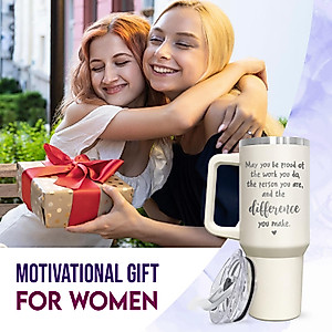 AXIARA Inspirational Gifts For Women - May You Be Proud Insulated 40 oz Tumbler with Straw and Handle - Mothers Day Birthday Christmas Appreciation Thank You Gifts For Women Men Coworkers Friends