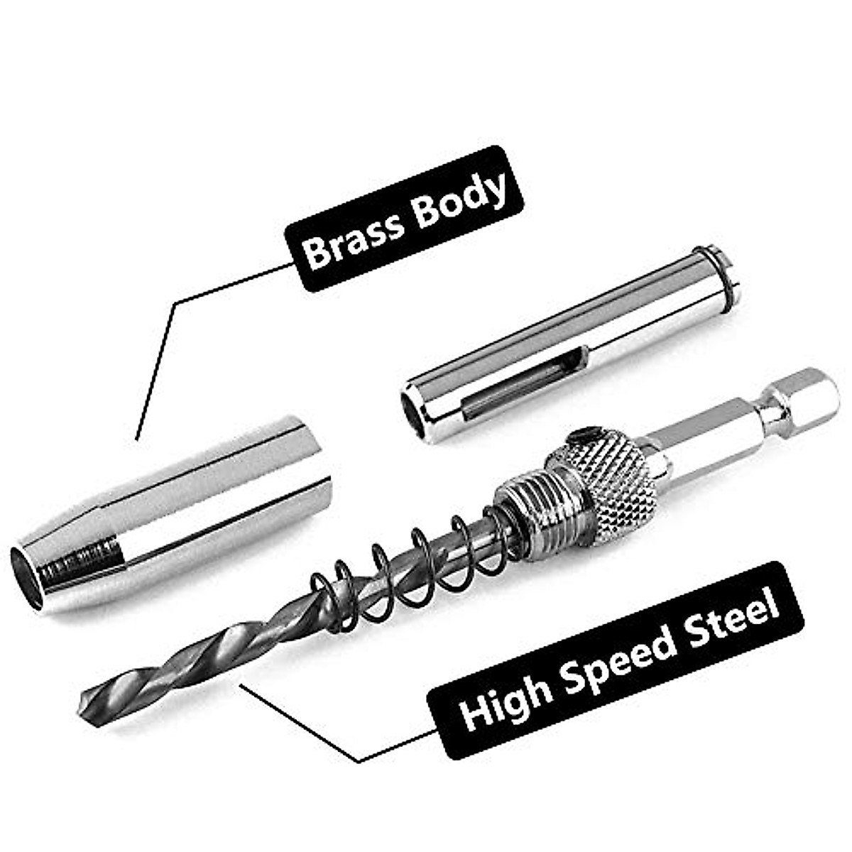 Saiper 4pcs HSS Door Self Centering Hinge Hole Opening Drill Bit Set, 1/4" Hex Shank Doors Cabinet Hinge Drill Bits Tool Set (5/64", 7/64", 9/64", 11/64")