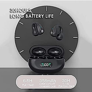 FAIIVE Wireless Ear Clip Bone Conduction Headphones, Open Ear Mini Wireless Bluetooth Ear Clip Bone Conduction Running Sports Headphones (Khaki)