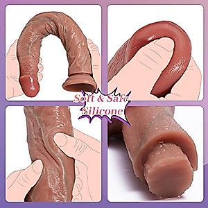 Small Glans Big Thick Dildo, 13.4" Huge Realistic Dildo without Balls for Anal Play, Silicone Dildos Fake Penis with Strong Suction Cup Adult Sex Toy for Vagina Anal G-spot Stimulating Quick Orgasm