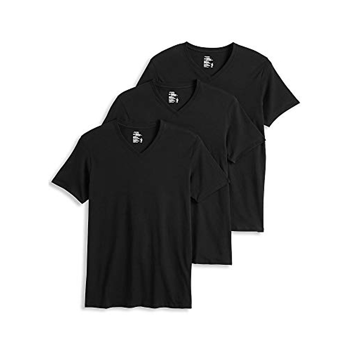Jockey Men's T-Shirts Cotton Stretch V-Neck T-Shirt - 3 Pack, Black, l