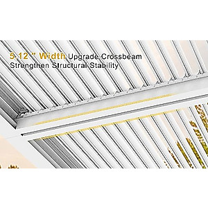 PURPLE LEAF Outdoor Louvered Pergola 12'x16' Aluminum Gazebo Modern White Pergola Shade with Adjustable Rainproof Hardtop for Patio Garden Lawns