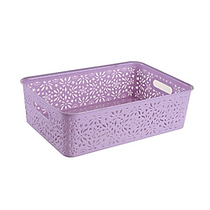 COHEALI 2pcs Box small plastic baskets plastic basket tray stackable organizer bins hollow clothes storage bins stackable basket stackable storage bins household purple drawer box