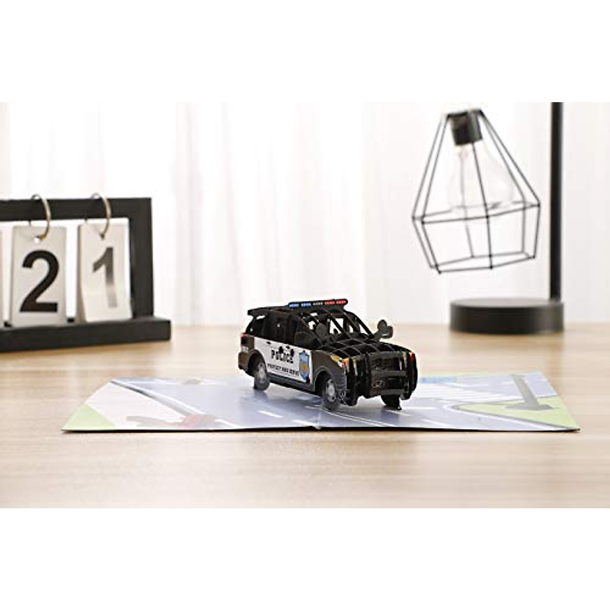 Liif Police Car 3D Greeting Pop Up Father's Day Card, Happy Birthday, Police Academy Graduation, Retirement, Congratulations, Cop, Police Officer Gifts