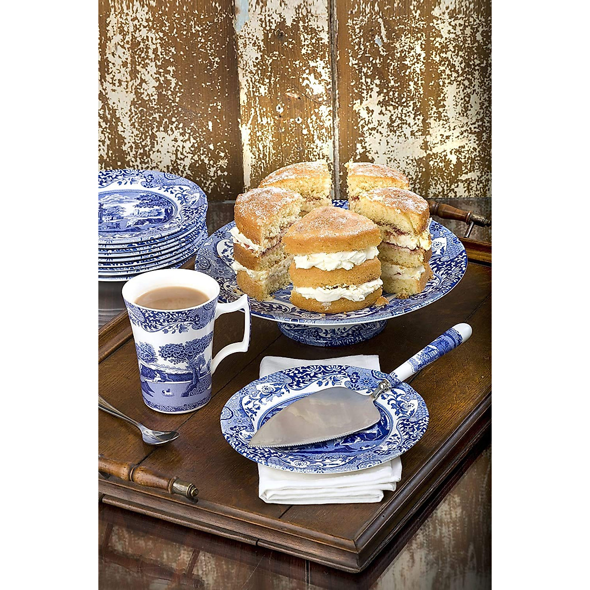 Spode Blue Room Collection Plates | Set of 6 | Dinner, Salad, Pasta, and Appetizer Plate | 10.5-Inch | Fine Earthenware | Microwave and Dishwasher Safe | Made in England (Georgian)