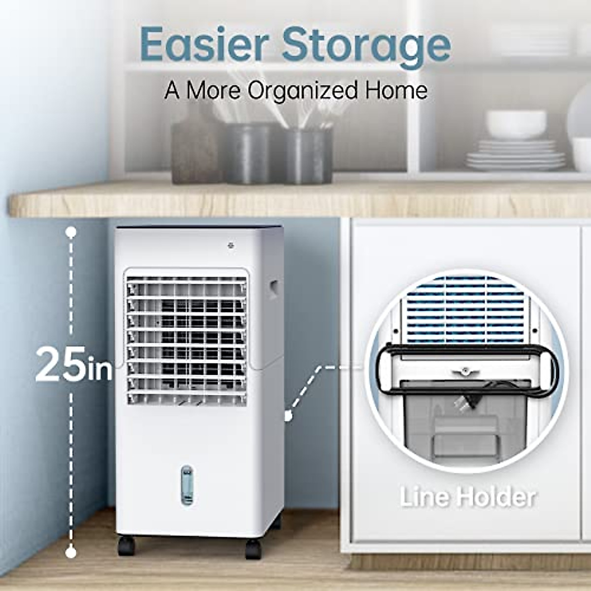 AGILLY 3-in-1 Evaporative Air Cooler, 3 Wind Speeds, 60°Oscillation Swamp Cooler, 12H Timer, Remote Control & LED Screen, Portable Air Conditioner Fan for Small Room Home & Office, White