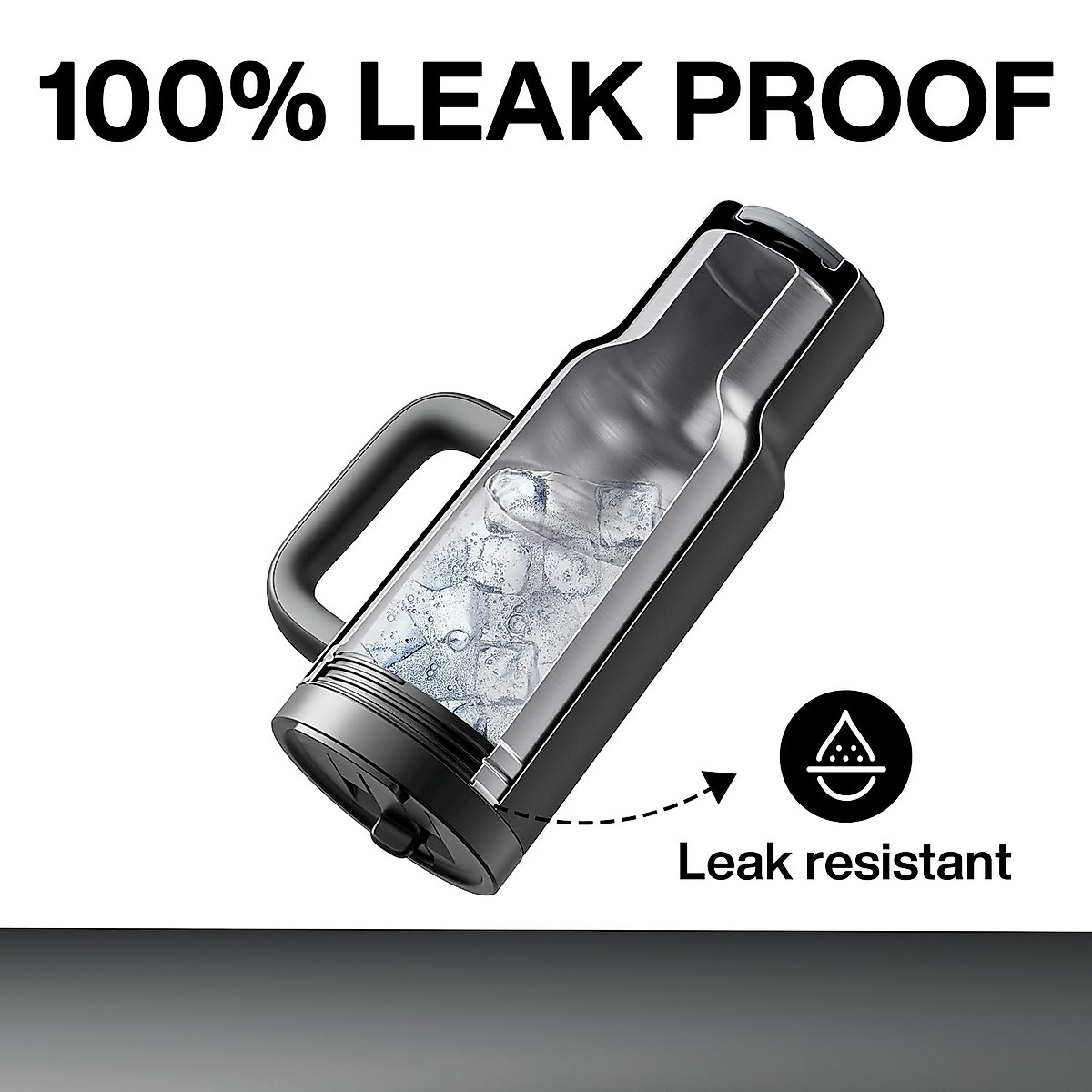 ENCOOL 40 oz Tumbler with Handle and Flip Straw, 100% Leak Resistant Tumbler with Lid and Straw, Insulated Stainless Steel Travel Coffee Mug, Keeps Cold for 34 Hours, Cupholder Friendly (Midnight)