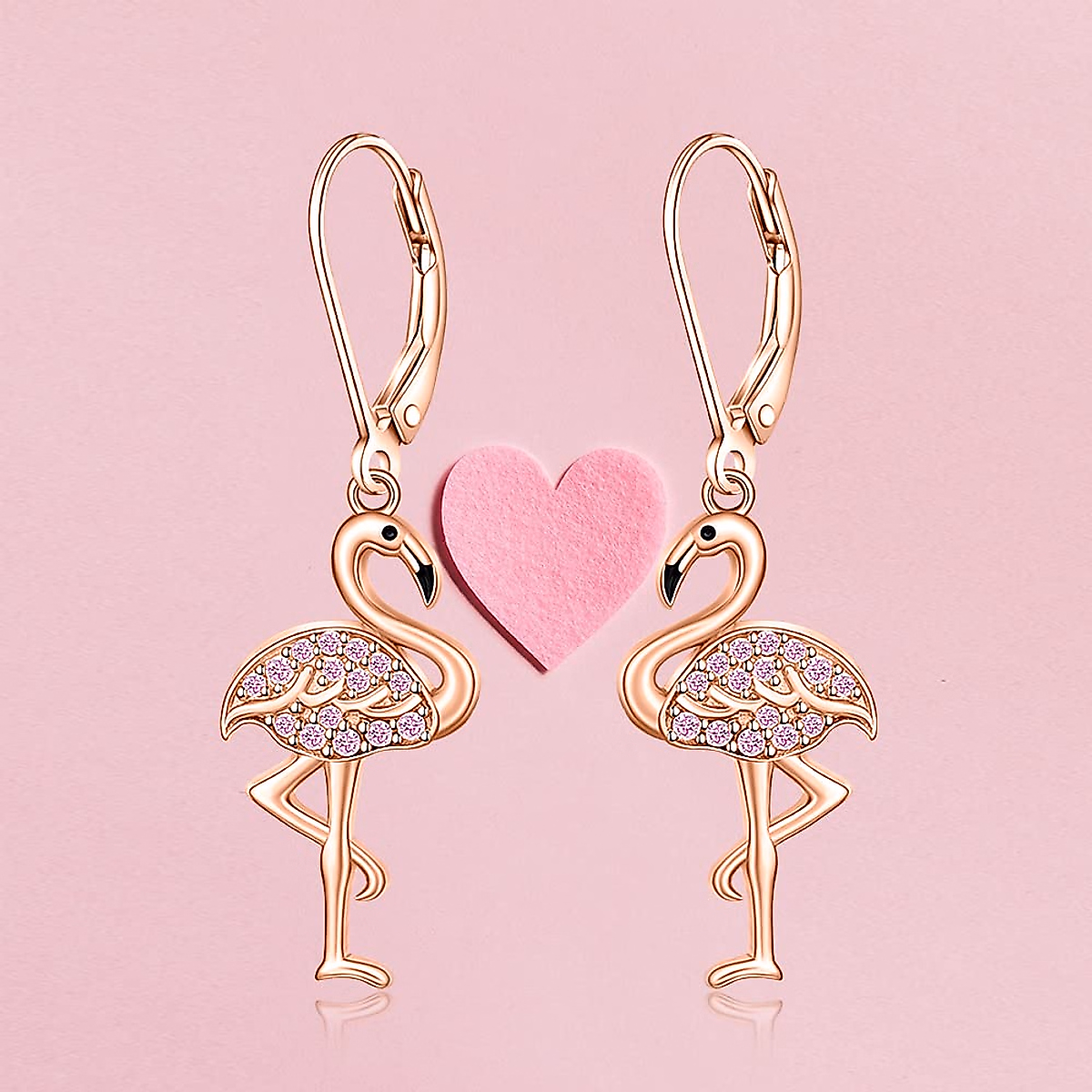 Flamingo Earrings for Women Sterling Silver Cute Bird Animal Rose Gold Pink Flamingo Dangle Hypoallergenic Christmas Holiday Summer Gifts