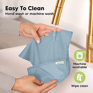 3-Pack Waterproof Baby Bibs for Eating - Lightweight Baby Bib with Food Catcher, Mess Proof Toddler Bibs, Waterproof Bibs for Baby Boys, Baby Girls, Feeding Bibs, Drool Bibs, Baby Food Bibs (Ocean)