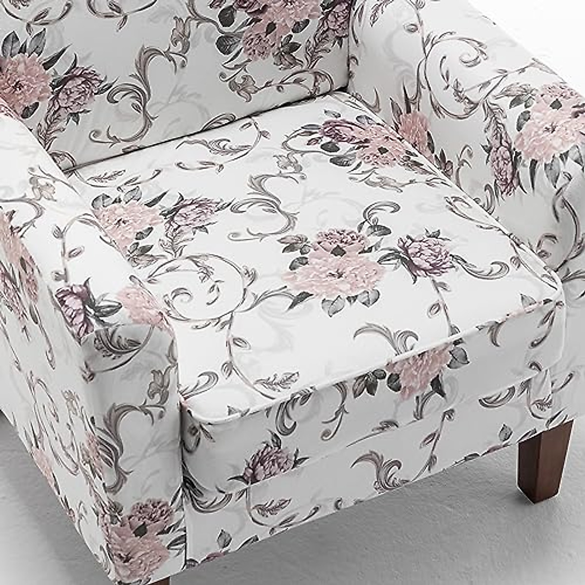US Pride Modern Accent Armchair for Office and Living Room Decor with Birch Wood Frame and Microfiber Upholstery, Easily Assembled Arm Chair with Removable Cushions, 06 Printed Fabric