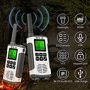 Retevis RT45 Walkie Talkies for Adults,Rechargeable 2 Way Radios Long Range, NOAA,Flashlight,VOX,SOS,Portable FRS Two-Way Radios with AA NIMH Battery USB Charger for Camping Hiking(2 Pack)