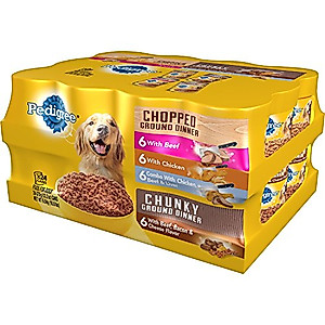 PEDIGREE® CHOPPED GROUND DINNER Adult Canned Soft Wet Dog Food, 4-Flavor Variety Pack, (24) 13.2 oz. Cans