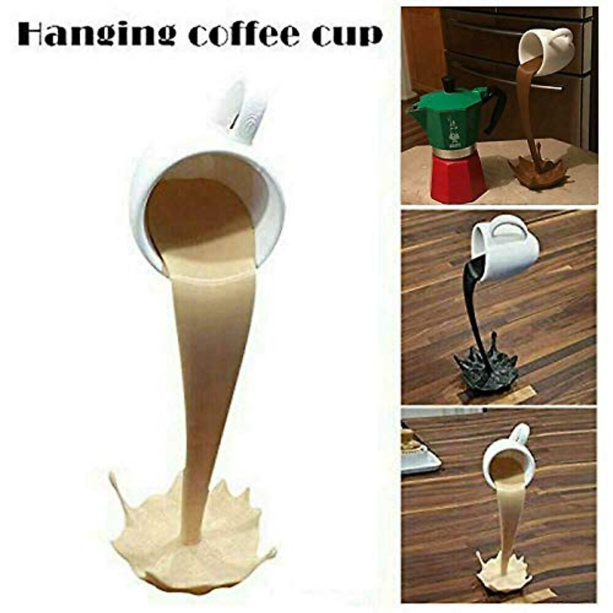 Loyalt 1PC Floating Coffee Cup Mug Sculpture Kitchen Decor Pouring Spilling Decoration, Funny Coffee Cup Furniture for Kitchen Arts Decoration Gift