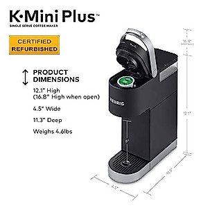 Keurig K-Mini Plus Coffee Maker, Certified Refurbished, Black (Renewed)