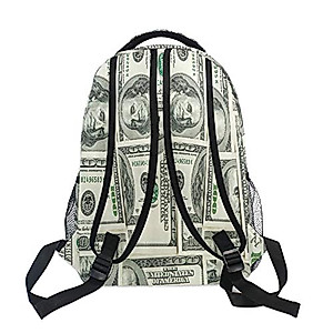 Backpack for Girls Kids Boys Teens Money Print Lightweight Durable Bookbag School Bag Laptop Bags Travel Hiking Camping Daypack
