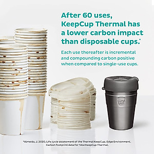 KeepCup Thermal - Vacuum Insulated Stainless Steel, Reusable Coffee Cup with Splashproof Sipper Lid, Medium 12oz/340ml - Rose Pink